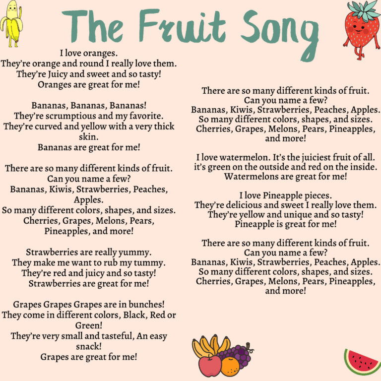 The Fruits Song Printable Lyrics, Origins, and Video