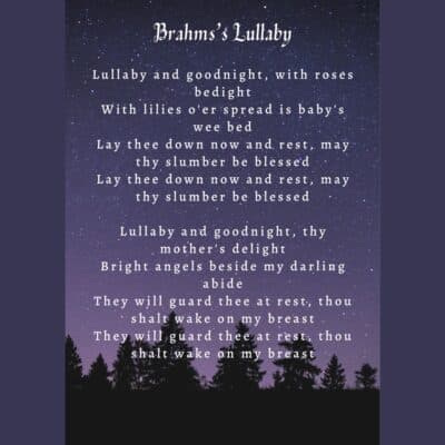 Brahms’s Lullaby - Cradle Song Printable Lyrics, Origins, and Video
